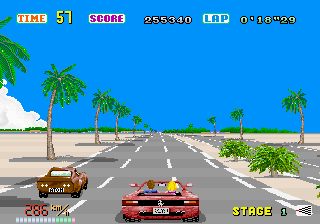 Out Run, the most successful bitmap (zoomed sprites) racing game ! Uses ...