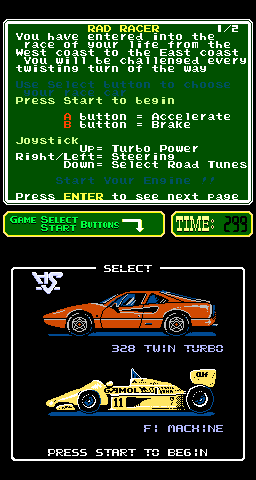 Arcade: Playchoice 10 - Rad Racer
