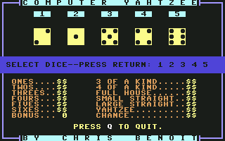 C-64: Computer Yahtzee