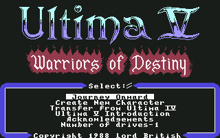 C-64: Ultima 5: Warriors of Destiny